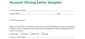 Closure of Bank Account Letter Samples - Teal Smiles